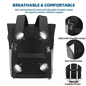 Y.U.M.C. Convertible Tote Backpack for Women Laptop Bag for School Work and Travel with 15.6 inch laptop sleeve USB Charging Port Luggage Belt Set B6065 (Black)