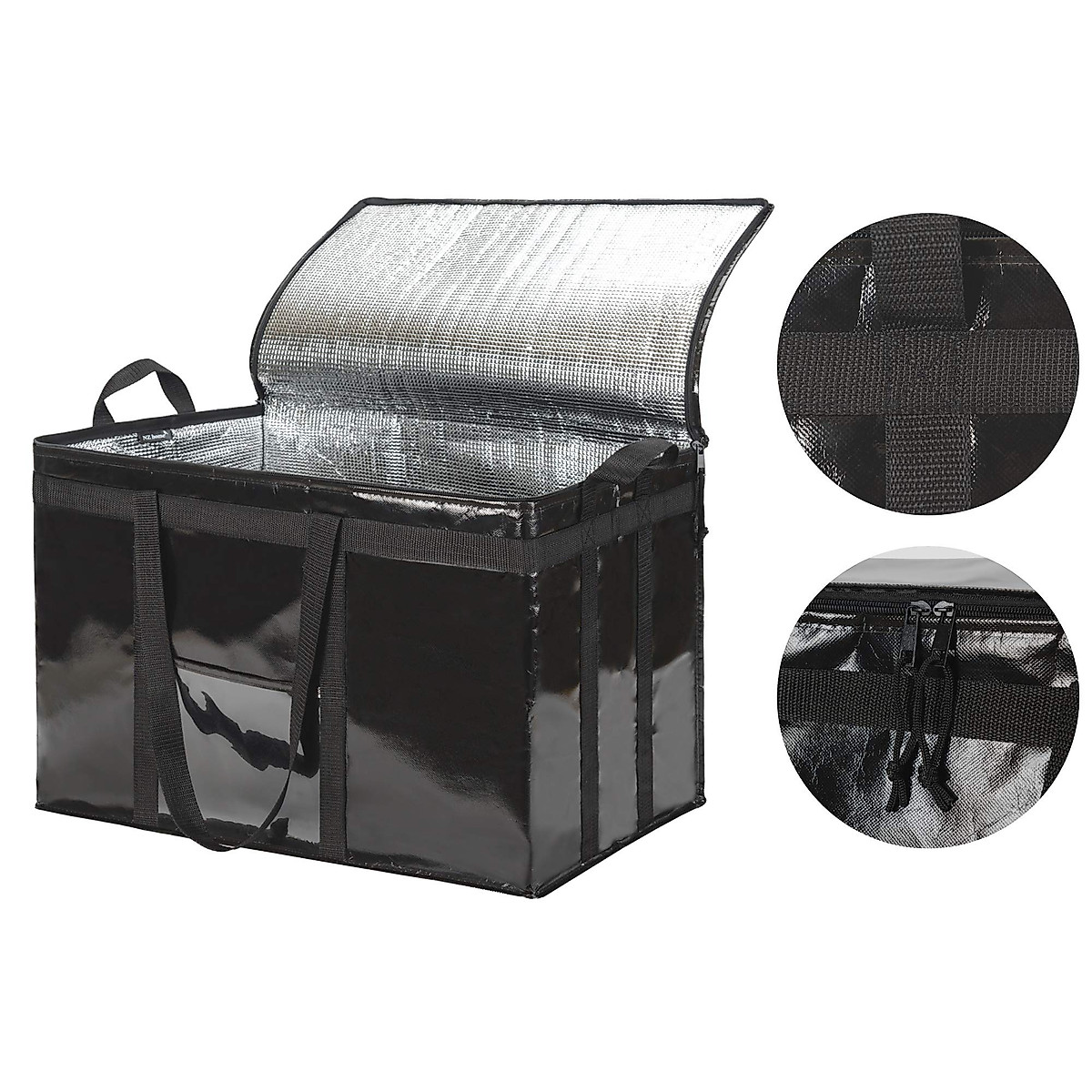 NZ Home Food Delivery Bags, Insulated Reusable Grocery Bags | Ideal for Uber Eats, Instacart, Doordash, Grubhub, Postmates, Restaurant, Catering, Grocery Transport | Dual Zipper