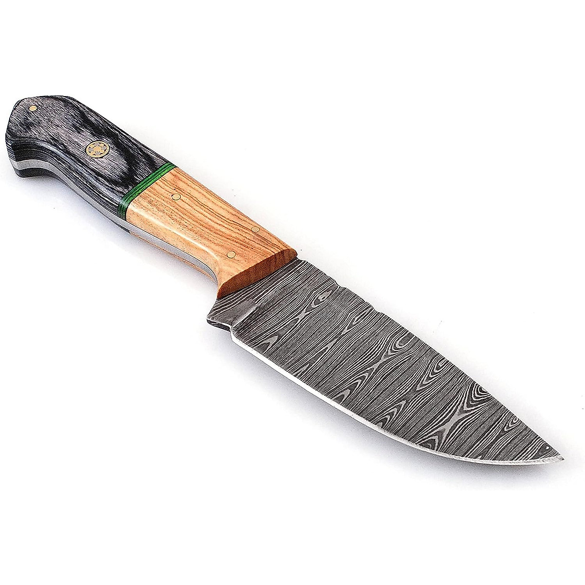 Damascus Knives Custom Handmade Damascus Hunting Knife- Best Damascus Steel Blade Hunting Skinning Knife- Fixed Blade Hunting Knife With Sheath Belt Loop (Black&olive) 20101