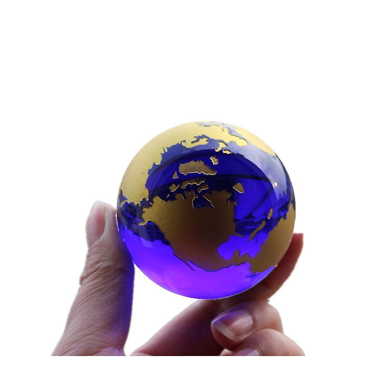 Crystal Glass Marbles Earth Globe World map Quartz Crystals Sphere Terrarium Desk Ornaments Nautical Home Decor (Gold 2.36inch)