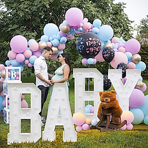 Marquee Light Up Letters, YBQZ 4FT Large Light Up Letters, Large Marquee Letters for Baby Shower Birthday Party Decor, Mosaic Balloon Frame for Wedding Engagement Party Decoration, Foam Letter E