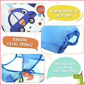 JaGely 12 Pcs Kids Art Smocks Toddler Smock Waterproof Painting Aprons Children Apron with Long Sleeve Washable Bib for Baby Eating (Classic)