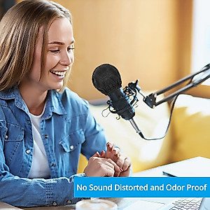 WHXGQ Microphone Covers Disposable, Mic Individually Wrapped, Non-Woven, Elastic Band, No-Odor Sanitary for Recording Room, KTV and Any Shared Environment 40Pcs (Black) V, medium