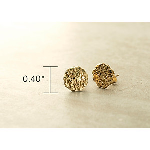 LoveBling 10k Yellow Gold Round Nugget Stud Earrings (.40")