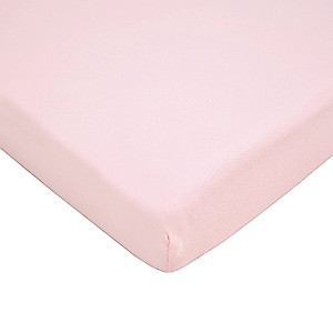 TL Care 100% Natural Cotton Value Jersey Knit Fitted Portable/Mini-Crib Sheet, Pink, Soft Breathable, for Girls, 24" x 38"