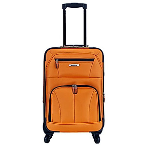 Rockland Pasadena Softside Spinner Wheel Luggage, Orange, Carry-On 20-Inch