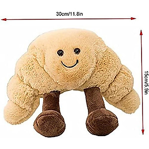 EPRHAY Toast Bread Plush Toy, Croissant Plush Cute Smile, Food Plush Pillow, Cute Plush Stuffed Toy, Funny Soft Plush Toy for Gifts