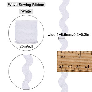 GORGECRAFT 1 Roll 27yd/25m RIC Rac Trim Ribbon Wave Sewing Bending Fringe Trim 5mm/0.2 inch for Sewing Flower Making Wedding Party Lace Ribbon Craft (White)