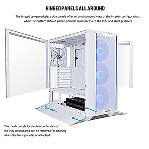 LIAN LI LANCOOL III E-ATX PC Case, Spacious RGB Gaming Computer Case with Hinged Tempered Glass Doors, Fine Mesh Panels, 4x140mm PWM Fans Pre-Installed High Airflow Chassis (White)