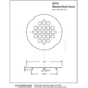 Westbrass 4-1/4" OD Casper Brass Snap-In Shower Strainer Grid, Matte Black, D319-62