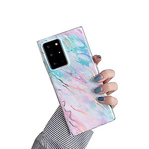 Sunswim Galaxy Note 20 Case 5G 6.7" Marble Phone Case for Women Girls Sparkle Glitter Slim Fit Flexible Silicone TPU Bumper Shockproof Protective Cover Case for Samsung Galaxy Note 20 2020-Colorful