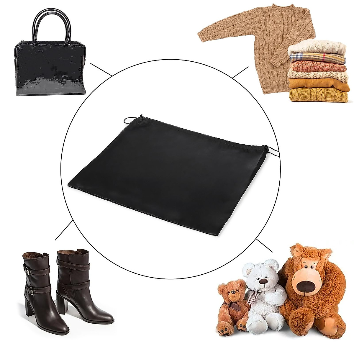 Peohud 9 Pack Dust Bags for Handbags, Purse Dust Cover Bag with Drawstring, Silk Cloth Travel Storage Pouch for Handbags Purse Shoulder Bags Shoes Boots