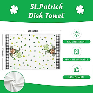 ARKENY St Patricks Day Gnome Green Shamrock Kitchen Towels Dish Towels St. Patrick's Day Decorations for Home Décor Ultra Absorbent Bar Drying Cloth 18x26 Inch Hand Towel for Cooking Set of 2