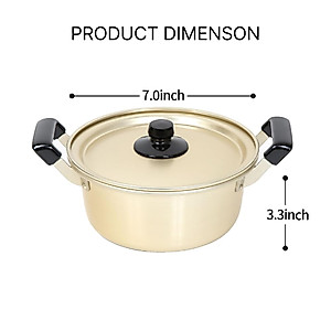 Generic CHEFLINE Ramen Pot with Stay-cool Handles, Fast Heating (18cm/7 inches), Medium, Gold, RMPOT01