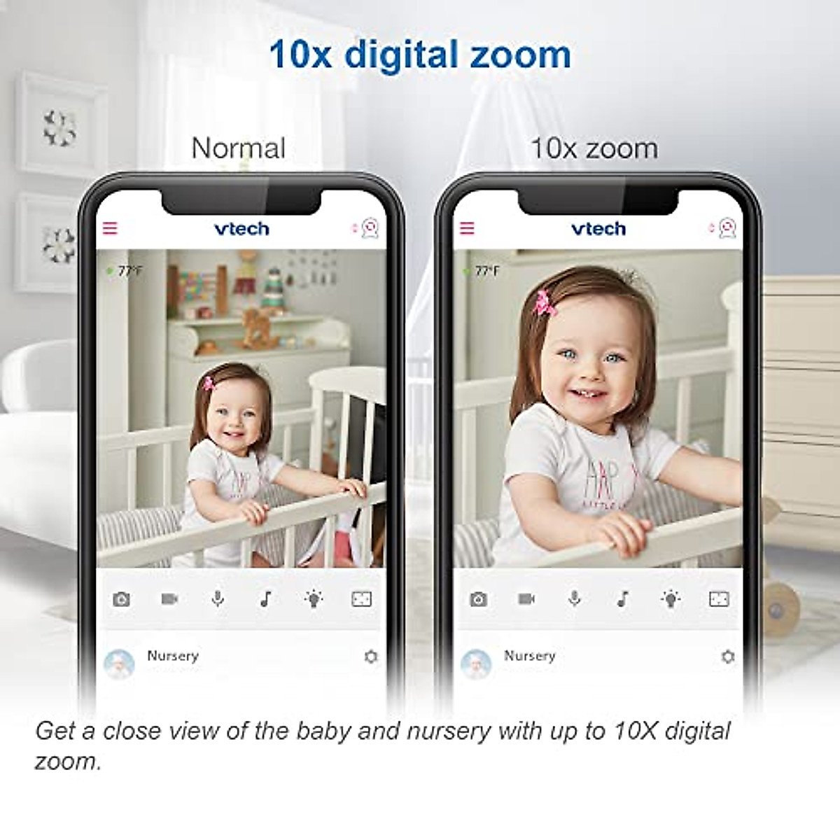 VTech RM9751 Yellow Daisy Smart Wi-Fi Baby Camera, iOS & Android Enabled, 1080p Full HD, Privacy Mode Cover, Night Light, Soothing Sounds & Lullabies, Two-way Intercom,Temperature Sensor, Night Vision