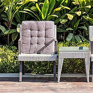 Tiita Outdoor Cushions Square Floor Pillow Thicken Tufted Seat Pad Large Floor Cushion for Yoga Meditation Living Room Balcony Office Patio, Set of 2, 22x22 Inch, Grey