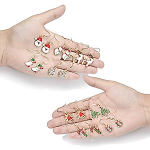 9 Pairs Christmas Drop Earrings Set Thanksgiving Xmas Holiday Dangle Earrings Jewelry Set for Womens