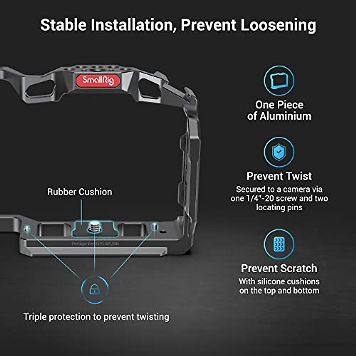 SmallRig R5 / R5 C / R6 Cage for Canon R5 R6 R5 C, Aluminum Alloy DSLR Rig Stabilizer with Cold Shoe, 1/4"-20 and 3/8"-16 Threaded Holes for Filmmaking, Video Shooting 2982B