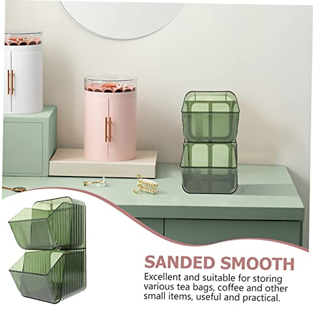 CIMAXIC Storage Box Tea Bags Storage Holder Teabag Shelf Tea Bag Holder Office Storage Shelves Holder Desk Top Organizer Shelf Tea Bag Rack Wall Tea Bag Container Instant