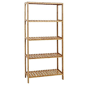 Peach Tree Bamboo Rack Multifunctional Bathroom Kitchen Living Room Holder Plant Flower Stand Utility Storage Shelf (5-Tier)