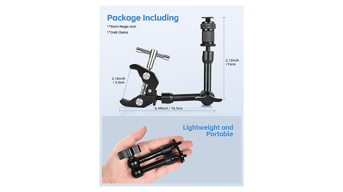 UTEBIT 9-Inch Adjustable Magic Arm with Super Clamp