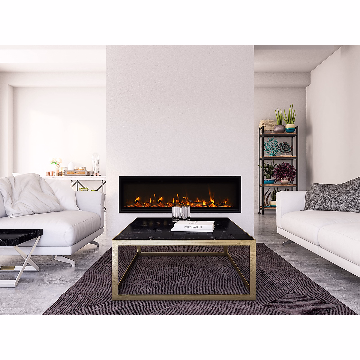 Amantii 72" Panorama Slim Indoor/Outdoor Electric Built-in Fireplace