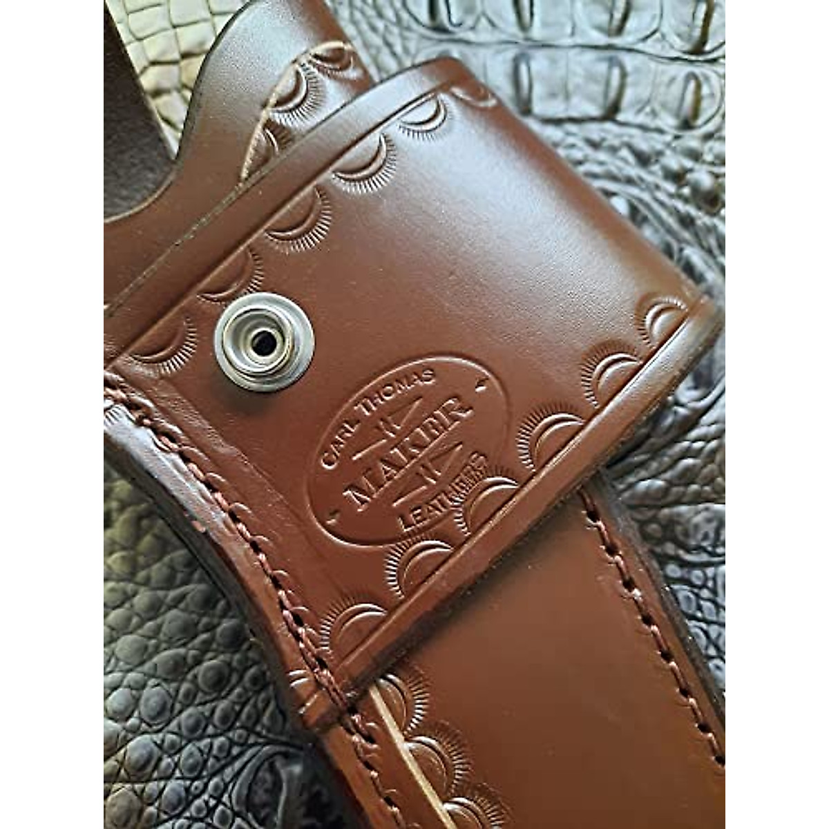 Custom Leather Cross Draw Knife Sheath for Buck 119 SPECIAL Knife, Dyed Brown, Sheath Only
