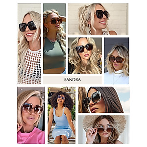 DIFF Sandra Designer Oversized Square Sunglasses for Women UV400 Protection, Light Pink Crystal + Dusk Gradient