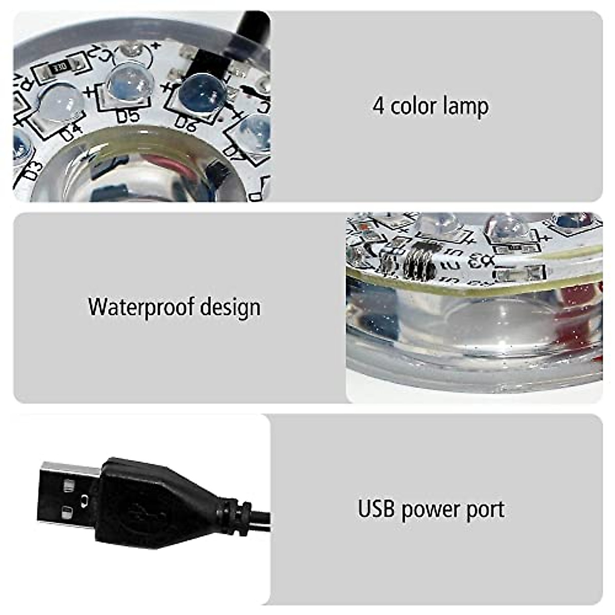 MiOYOOW LED Aquarium Light, Colorful Submersible LED Light Waterproof USB Underwater Light for Aquarium Fish Tank