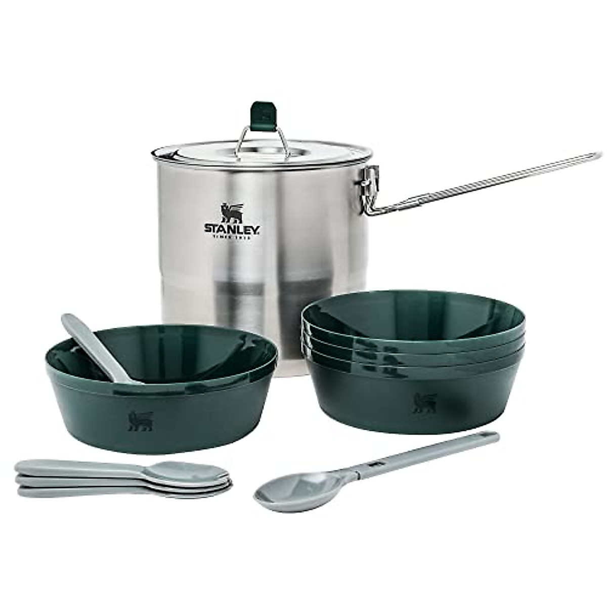 Stanley Adventure 4-Person Cookset, 11-Piece Camping Cooking Kit with 2.6 Quart Stainless Steel Pot and Utensils