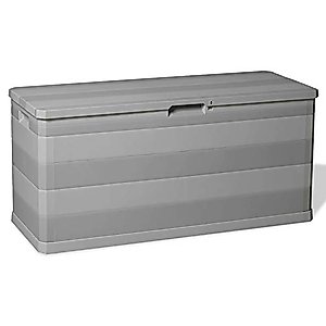 Tidyard Garden Storage Deck Box Plastic 74 Gal Lockable Garden Container Cabinet Toolbox Gray for Patio, Lawn, Poolside, Backyard Outdoor Furniture