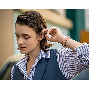 Moolia Metal Band Compatible with Apple Watch Band 38mm 40mm 41mm Women Rhinestones Resin Wristband Bling Diamond Bracelet Replacement for iWatch Series 9 8 7 6 5 4 3 2 1 SE Ultra, Rose Gold + Pink