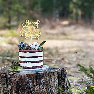 1 Pack Happy 30th Birthday Cake Topper Gold Glitter 30 & Fabulous Cheers to 30 Years Old 30th Birthday Cake Pick for Celebrating 30th Birthday Anniversary Party Cake Decorations Supplies
