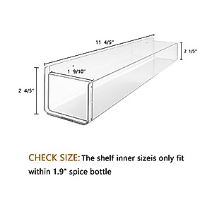 VAEHOLD Adhesive Acrylic Spice Rack with 2 Nano Double Sided Tape Wall Mount Organizer for Bathroom Clear Wall Spice Rack With Shelf Ends for Kitchen Cabinet Door - 4 Pack