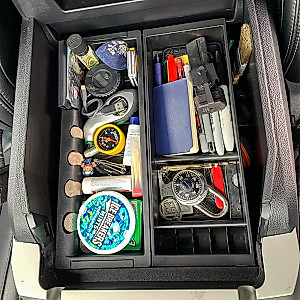 EDBETOS Center Console Organizer Compatible with Ford F150 Accessories 2015-2020 F-150/2017-2022 F250 F350 SuperDuty Armrest Insert Tray Storage Box ABS -Full Console w/Bucket Seats ONLY,Black