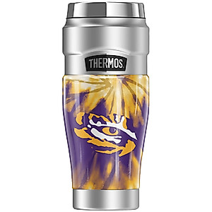 THERMOS LSU OFFICIAL Tie-Dye STAINLESS KING Stainless Steel Travel Tumbler, Vacuum insulated & Double Wall, 16oz