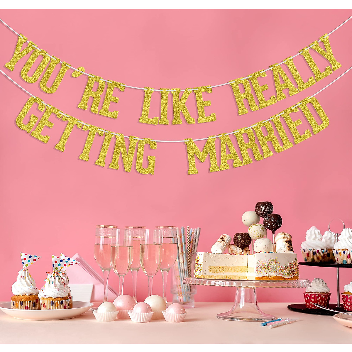 You're Like Really Getting Married Banner Gold Glitter, Mean Girls Party, Bachelorette Banner, Mean Girls Party Decorations, Engagement Banner, Girl Party Decorations, Bachelorette Party Decorations