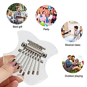 Flatsons Acrylic Kalimba Thumb Piano Mini 8 Keys Thumb Piano Transparent Acrylic Kalimba Mbira Apple Style with Kalimba Case (Small Apple) (Small Apple)