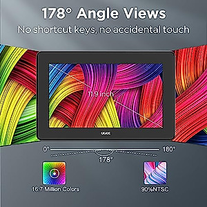 UGEE U1200 11.9 Inch Drawing Tablet with Screen, 127% sRGB Full Laminated Drawing Pad,8192 Levels Battery Free Stylus with Digital Eraser,Graphic Tablet Support for Windows/Mac/Linux/Chrome88 or Later