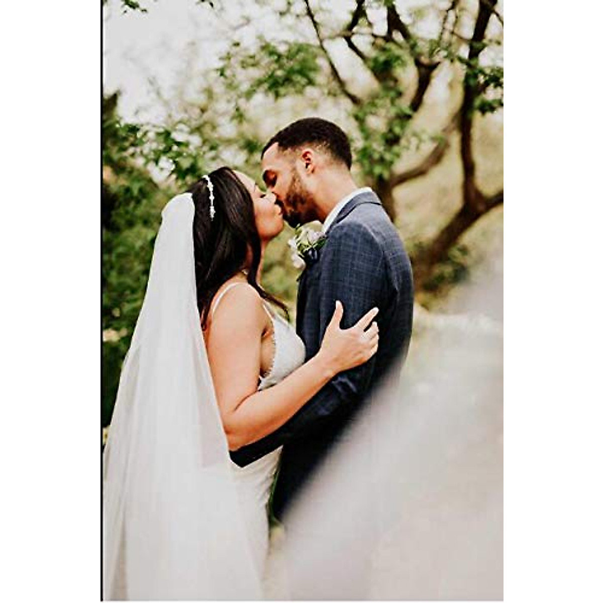 Ursumy Wedding 2T Veil Long Cathedral Veil Soft Tulle Bridal Veils with Comb (Ivory)