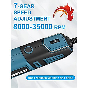 Rotary Tool Set,WESCO Rotary Tool-7 Variable Speed 8000-35000RPM,Power Rotary Tool with 82 Accessories,Rotary Tool Multi-Tool for Sanding, Polishing, Drilling, Etching, Engraving, DIY Crafts