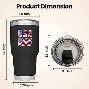 AAFEEN Black Coffee Tumbler Cup 30 oz | Double Walled Insulated Flask | Rust Proof Stainless Steel Hot and Cold Tumbler with Magslider Lid | Tea, Coffee Travel Mug for Men & Women with USA Flag Logo