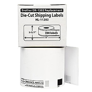 HOUSELABELS Compatible with DK-1202 Replacement Roll for Brother QL Label Printers; 300 Removable Adhesive Shipping Labels; 2-3/7" x 4" (62mm*100mm) - 19 Rolls