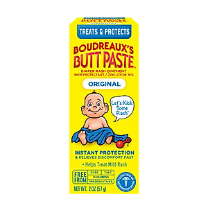 Boudreaux's Butt Paste Original Diaper Rash Cream, Ointment for Baby, 2 oz Tube