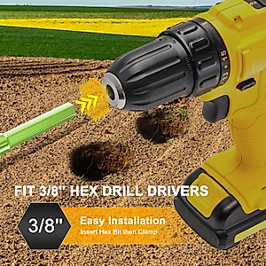 TCBWFY Garden Auger Drill Bit for Planting 3.5"x16"and 1.6"x16.5"Auger Drill Bit Plant Flower Bulb Auger Spiral Hole Drill Earth Post Umbrella Bulb Planter Auger for 3/8" Hex Drive Drill