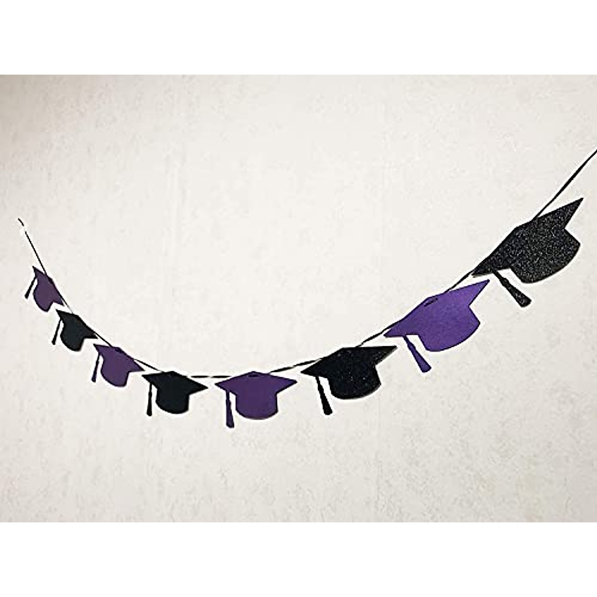 Graduation Decorations Purple Black 2023 /4pcs Graduation Hat Banner Garlands Purple Black for Class of 2023 Graduation Party Supplies/Purple Graduation Decor