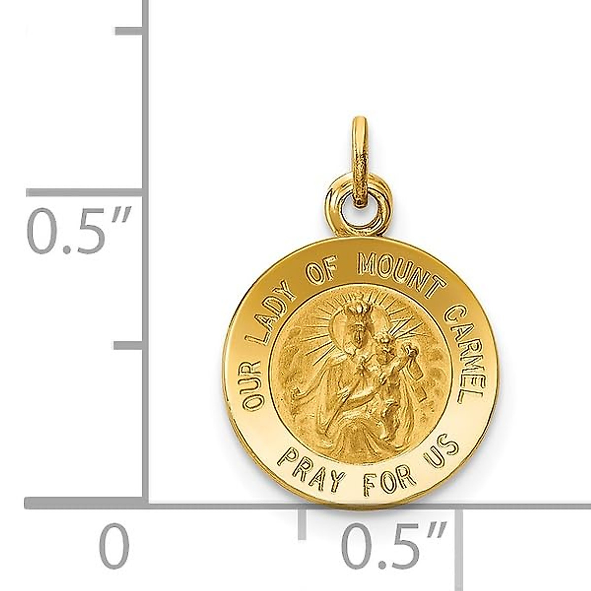 14K Yellow Gold Our Lady of Mt. Carmel Medal Necklace Charm Pendant Only