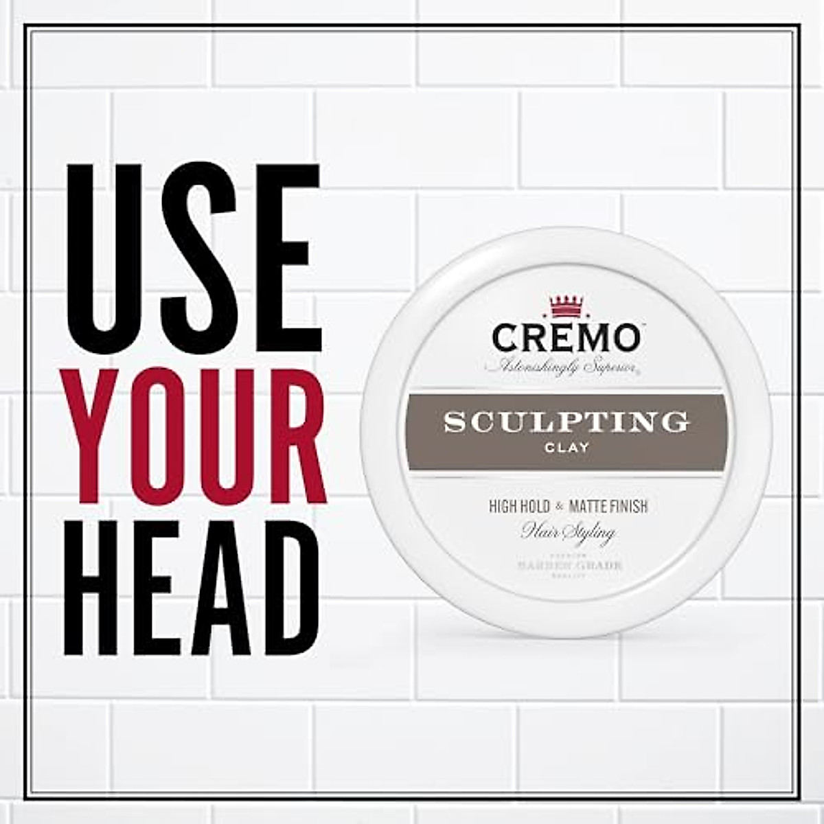 Cremo Mens Hair Clay, Premium Barber Grade Sculpting Clay for Hair Styling, High Hold, Matte Finish, 4 Oz