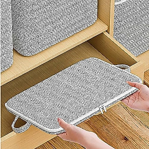 JWSVBF Storage Bins with Zipper Lids for Clothes Non-woven, Closet Organizers Large-Capacity Foldable, Durable Carry Handles Storage Box