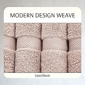 TEXTILOM 100% Turkish Cotton 6 Pcs Bath Towel Set, Luxury Bath Towels for Bathroom, Soft & Absorbent Bathroom Towels Set (2 Bath Towels, 2 Hand Towels, 2 Washcloths)- Beige